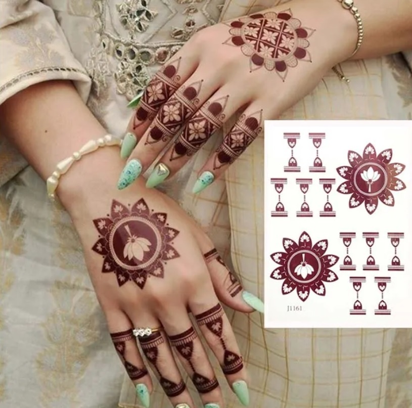 Mehandi Stickers Henna Tattoo Sticker Big-3 – ARQozmetic